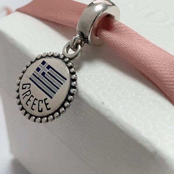 Pandora | Jewelry | Pandora Greece Flag Dangle Charm | Poshmark